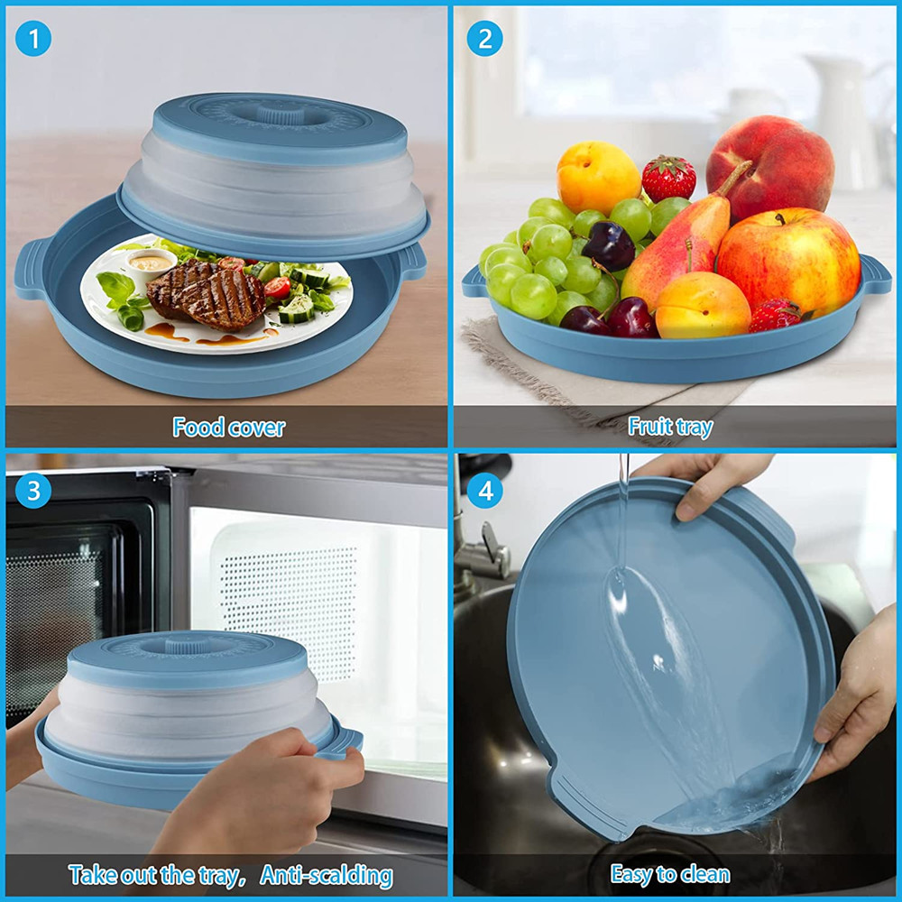 Microwave Splatter Cover with Plate Tray Set Microwave Cover for Food ...